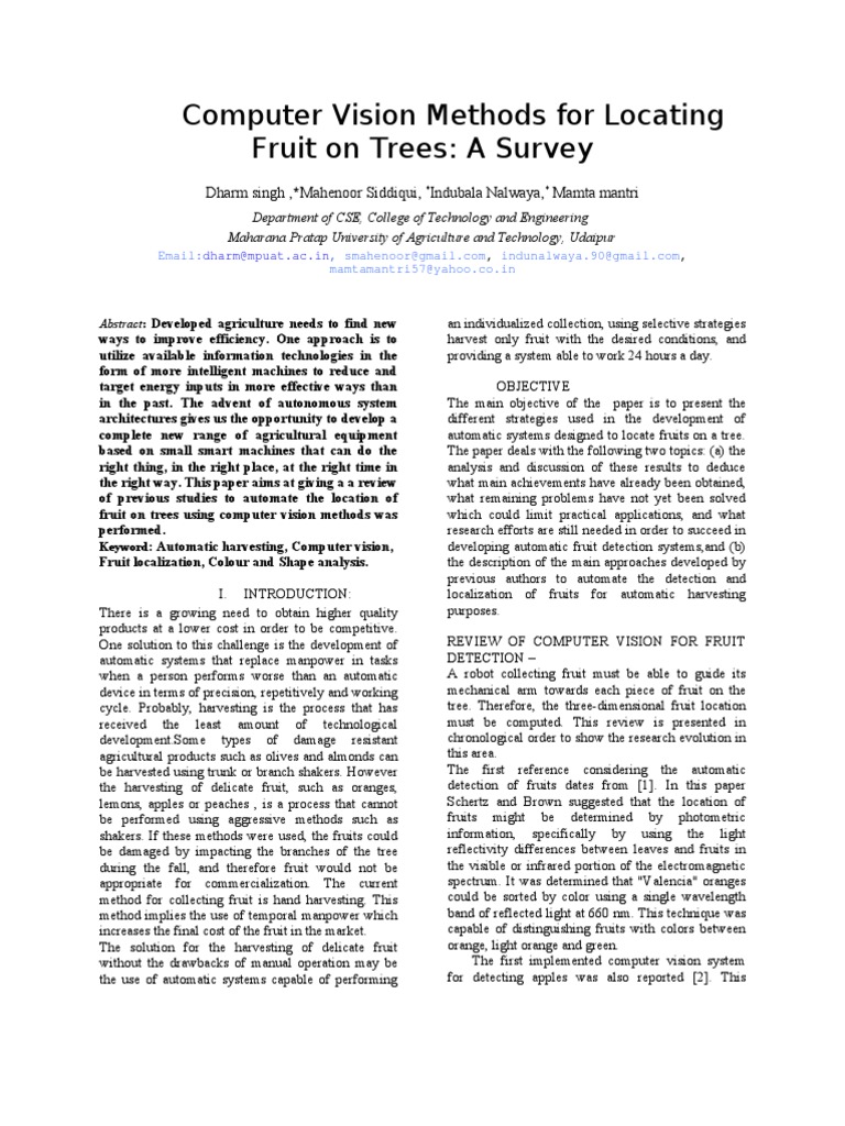 Fruit Localization via Computer Vision | PDF | Computer Vision | Color