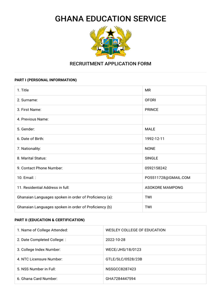 Ges Recruitment Application | PDF
