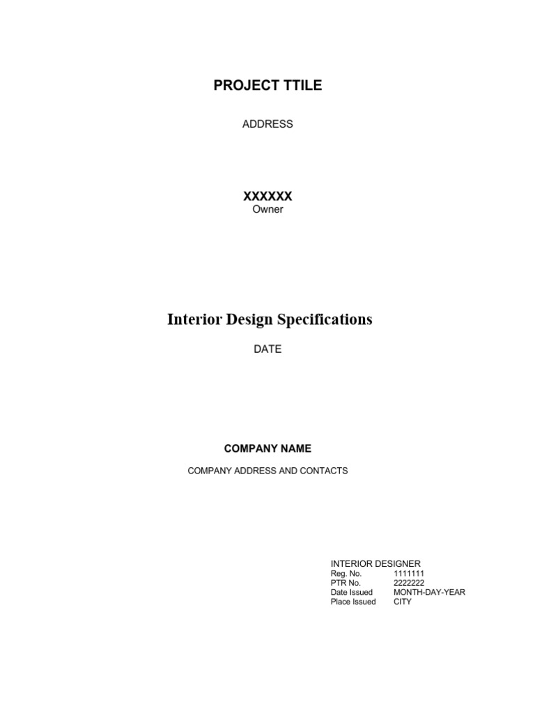 Interior Specifcation - Guide Sample | PDF | Specification (Technical ...
