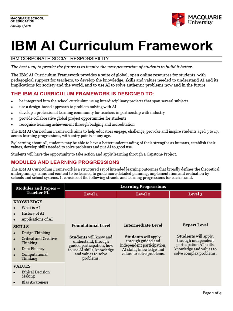 IBM AI Curriculum Framework Overview | PDF | Artificial Intelligence ...