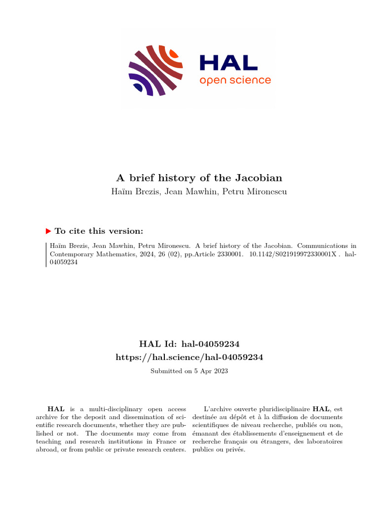 History Jacobian BMM 20230220 | PDF | Determinant | Derivative