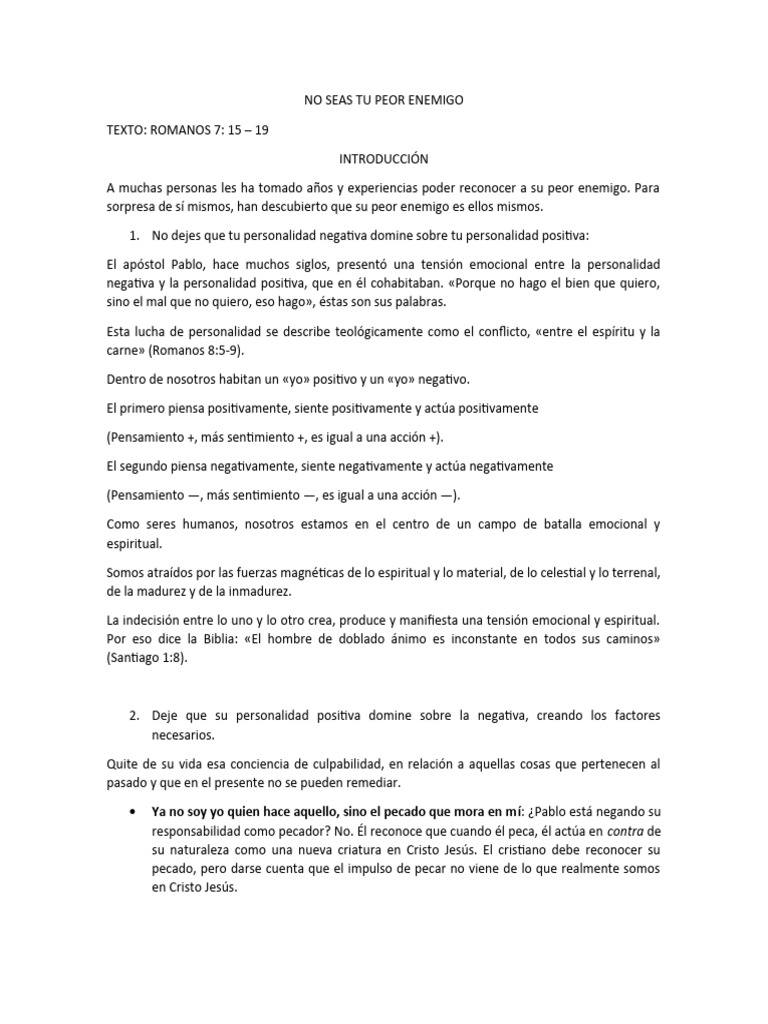 No Seas Tu Peor Enemigo 113010 Descargar Gratis Pdf Pecado Cristo