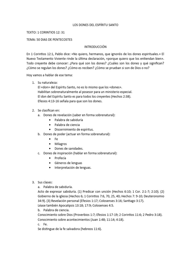 Los Dones Del Espíritu Santo_103626 | PDF | Primera epístola a los corintios | espíritu Santo