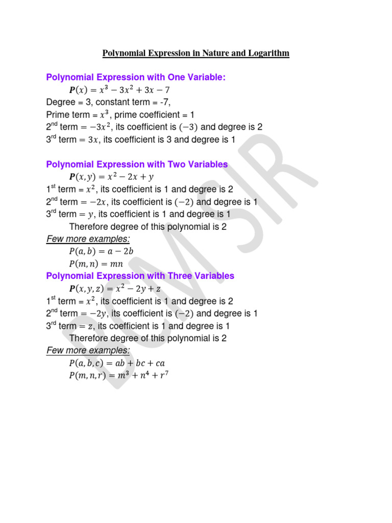Polynomial Expressions in Nature and Technology | PDF | Factorization | Mathematical Analysis