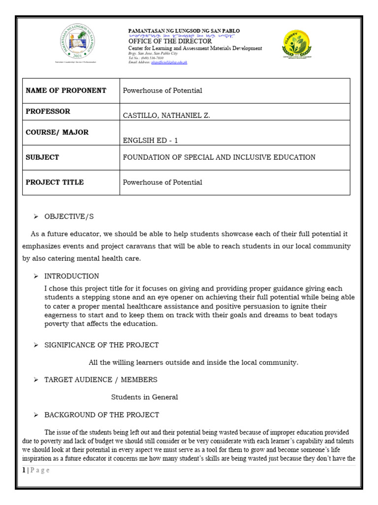Project Proposal Format | PDF | Learning