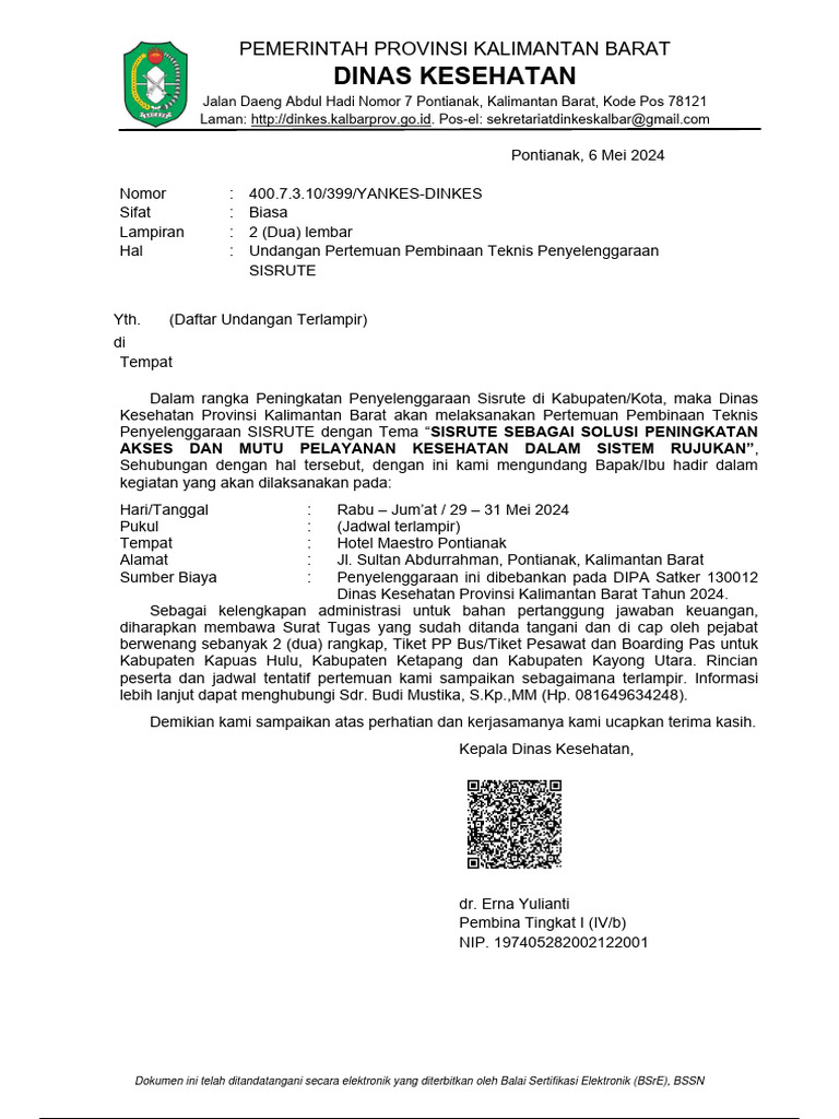 Surat Undangan Pertemuan SISRUTE | PDF