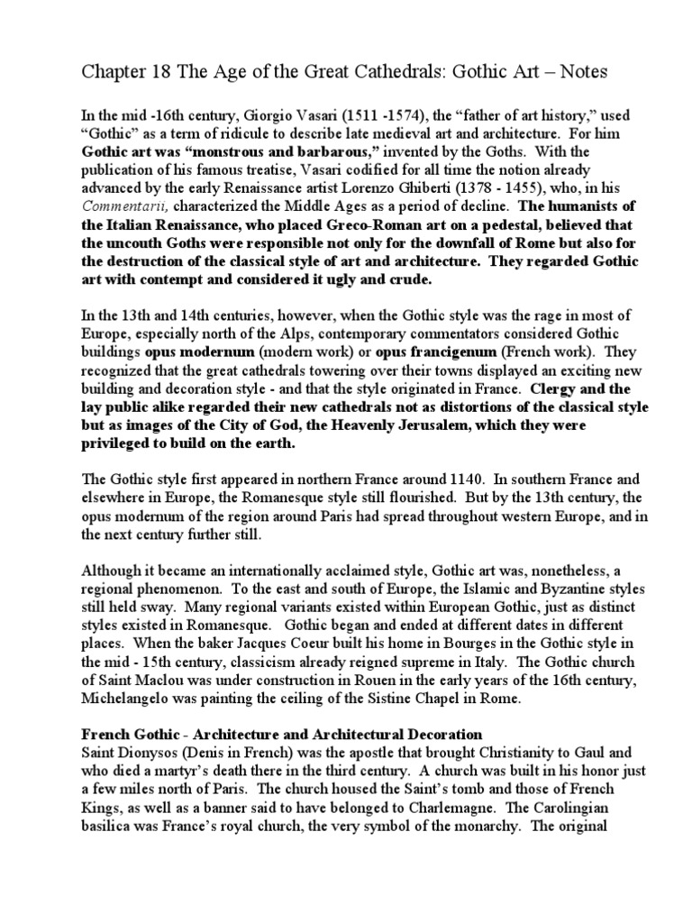 CH 18 Gothic Art Notes | PDF | Gothic Architecture | Architectural Design