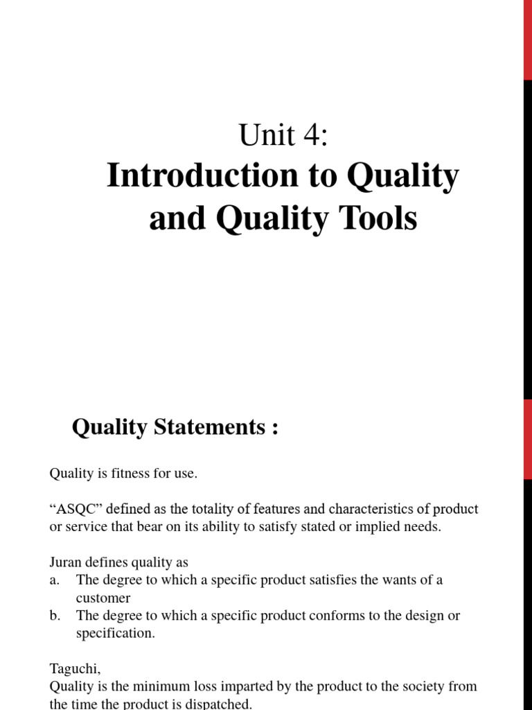 Unit 4-1 | PDF | Quality (Business) | Quality Management