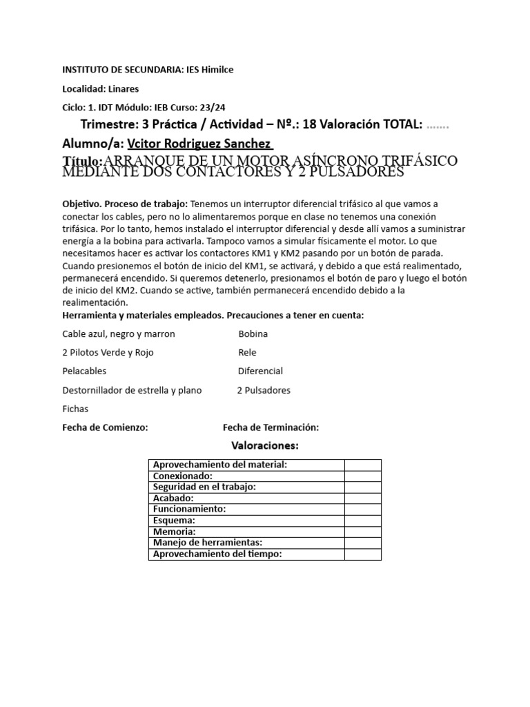 Practica - 18 - Memoria - Victor Rodriguez SanchezIEB | PDF