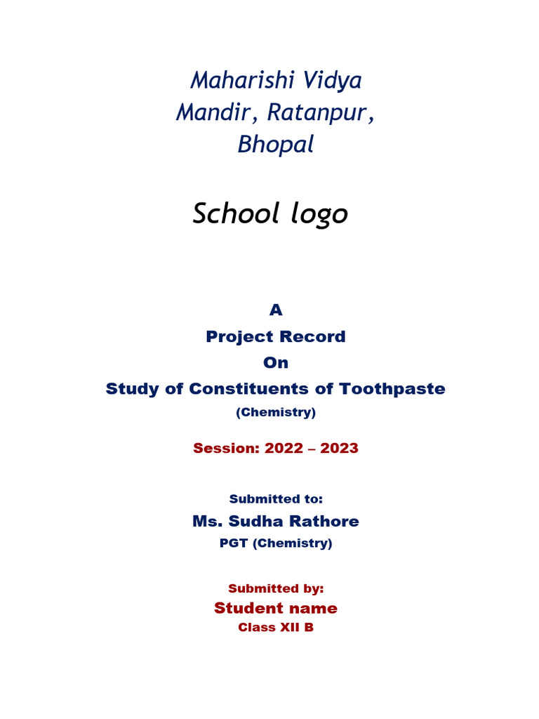 Chem Investigatory Project Sample 3 | PDF