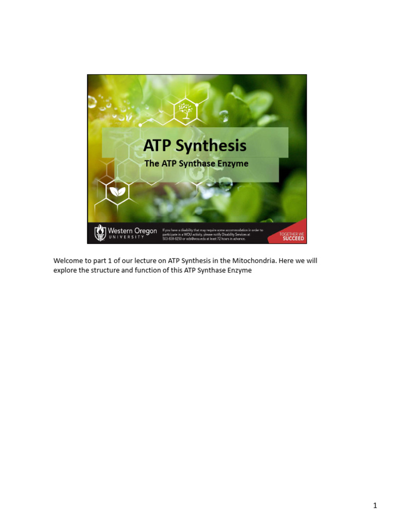 ATP Synthase Enzyme PDF With Notes | PDF | Adenosine Triphosphate ...