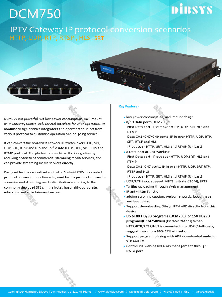DCM750 IPTV Gateway IP Protocol Conversion Scena | PDF | Streaming ...