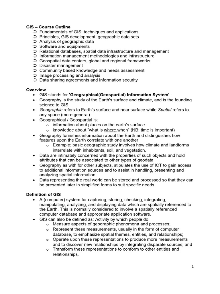 GIS Lecture Notes-1 | PDF | Geographic Information System | Image ...