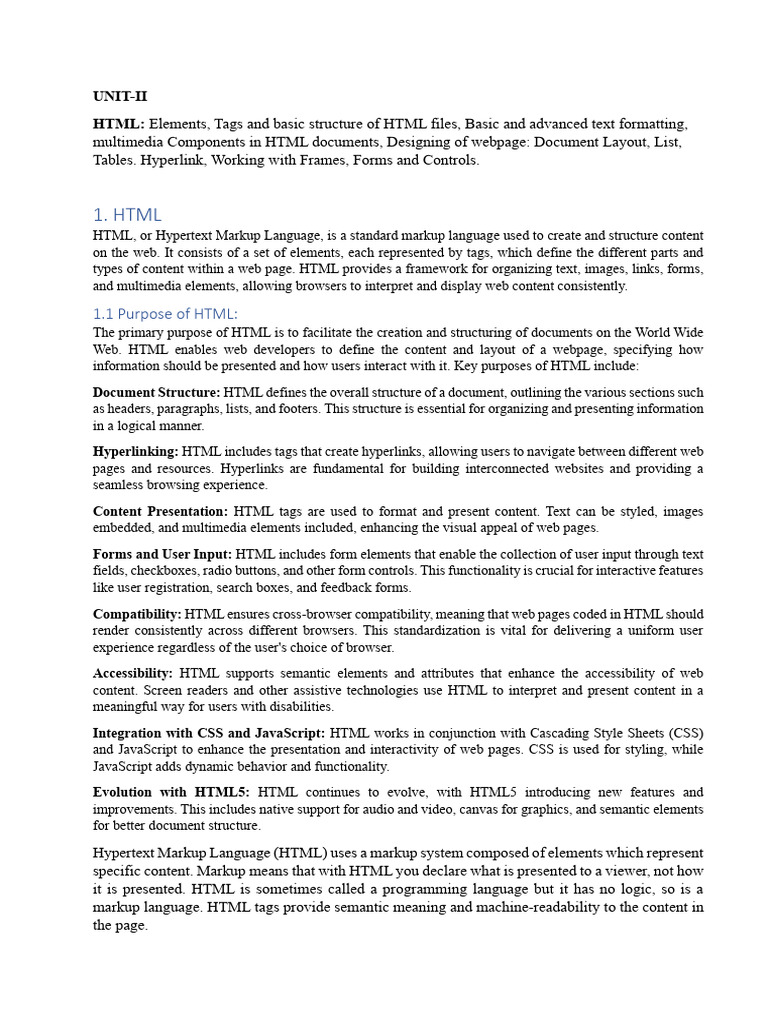 Unit-2 | PDF | Html Element | Html