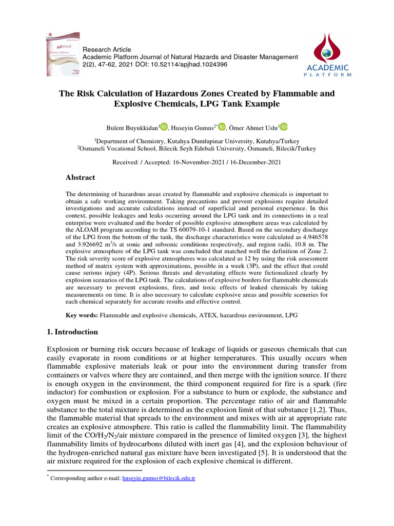 The Risk Calculation of Hazardous Zones Created by Flammable | PDF | Explosion | Liquefied ...