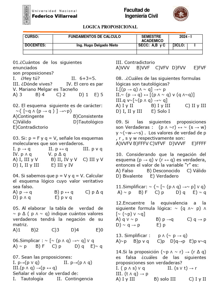 Logica Proposicional | PDF | Proposición | Lógica matemática