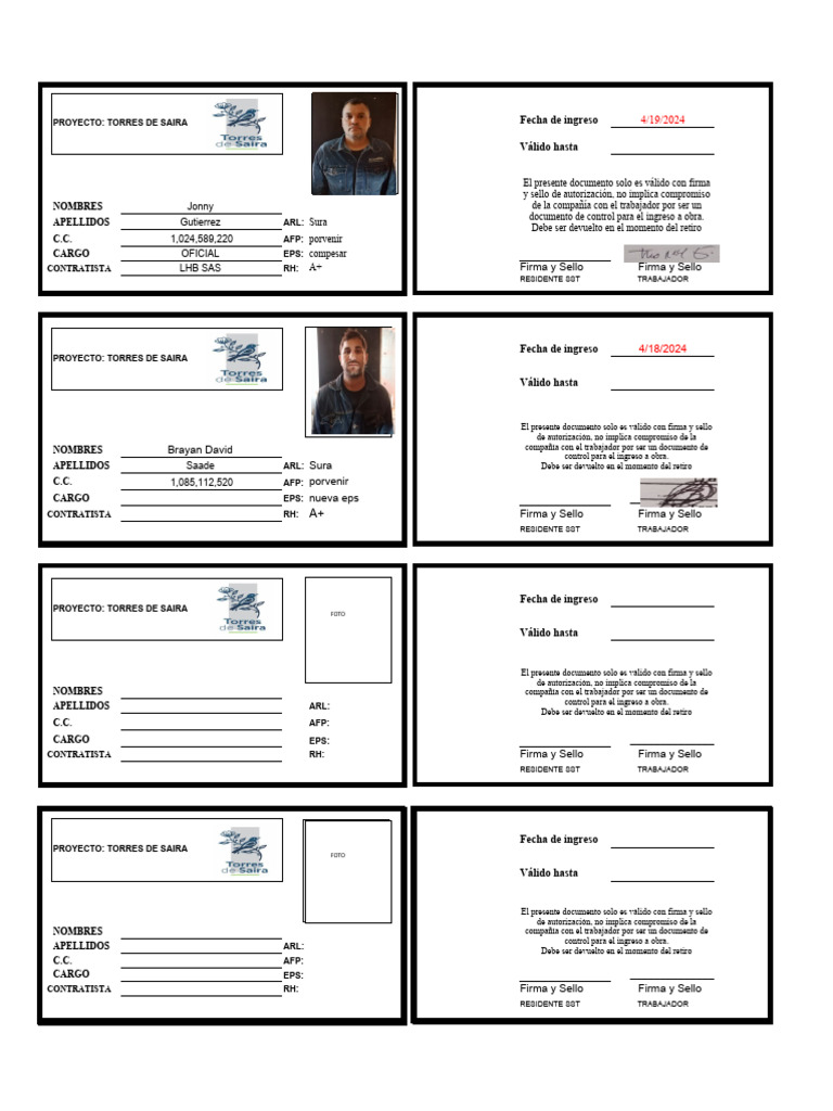 FORMATO CARNET Ingresos | PDF