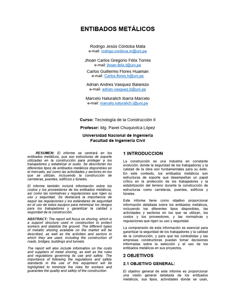 Grupo3 Entibado Metalico | PDF | Ingeniería | Economias