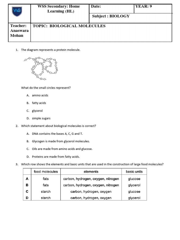 Term 3 HL Week 2-Unit 4 (2) - 240607 - 153328 | PDF | Glucose | Biomolecules