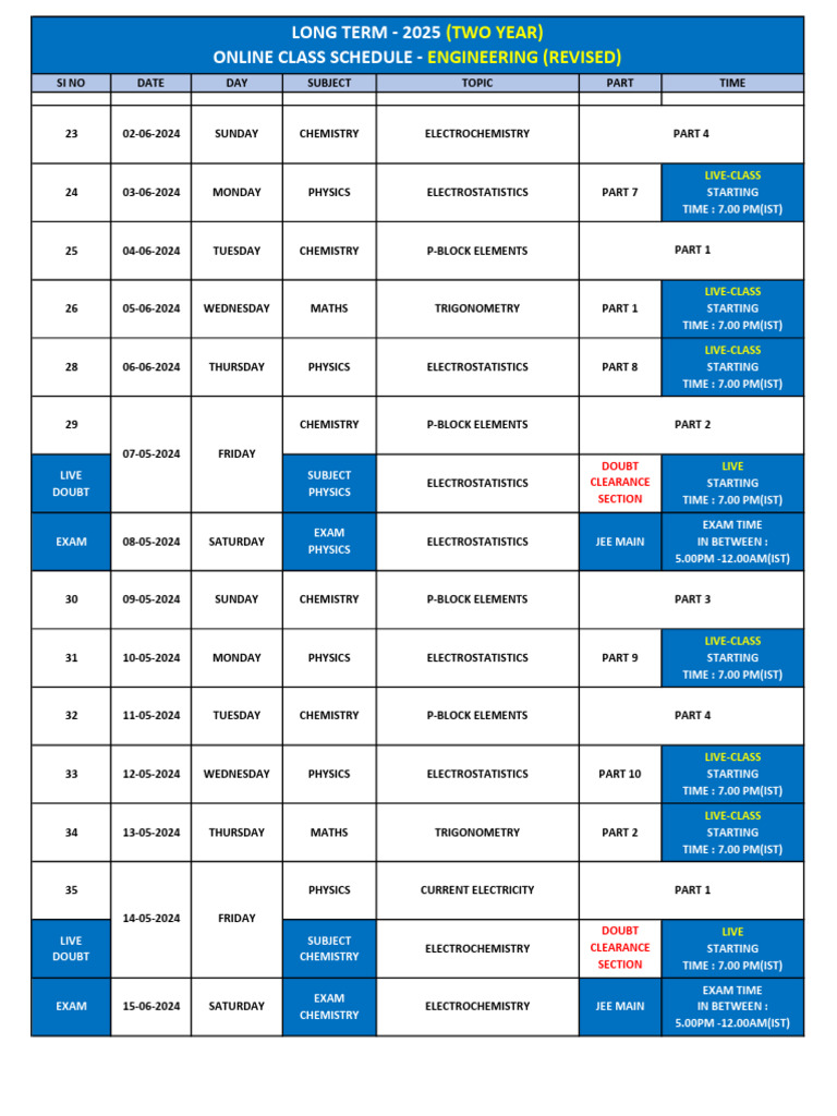 4 Lt25 Two Year Time Table Engg Revised Pdf