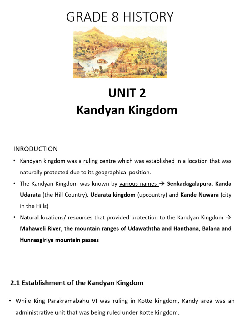Final GRADE 8 HISTORY UNIT 2 Kandyan Kingdom | PDF