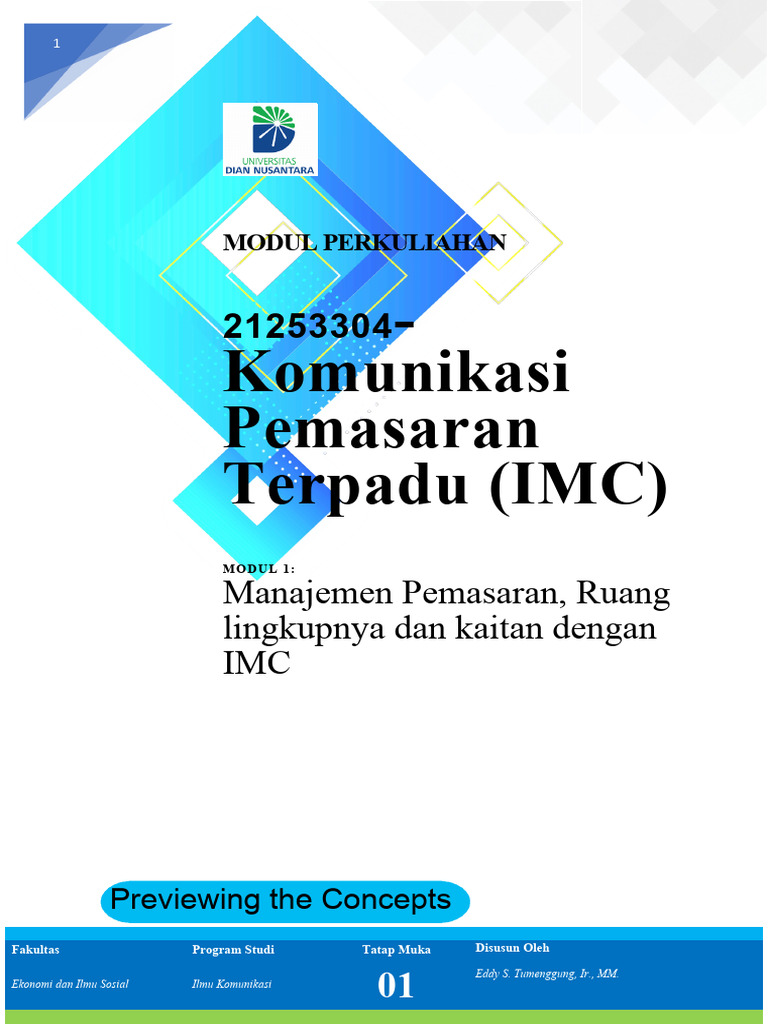 Modul 1 IMC - MANAJEMEN PEMASARAN danRUANG LINGKUP - UNDIRA | PDF ...