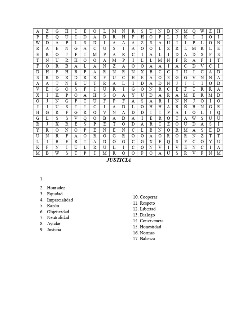ACT. P1- SOPA DE LETRAS JUSTICIA | PDF