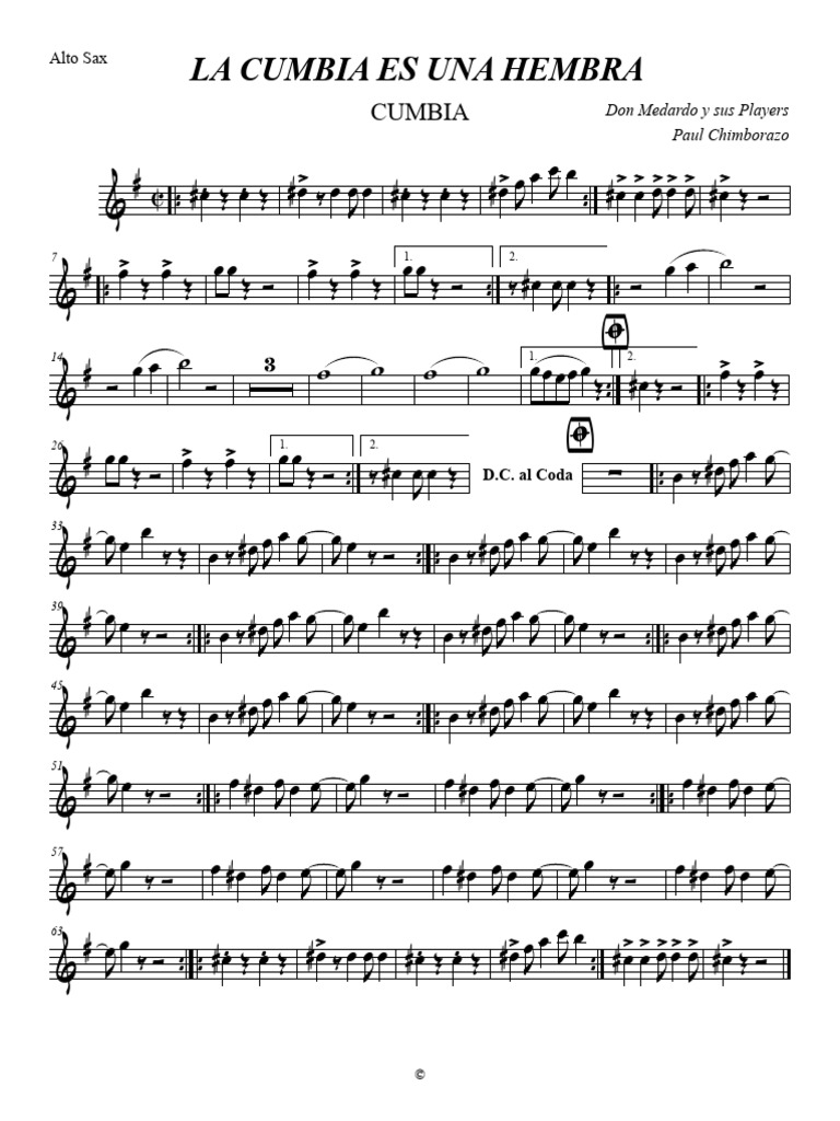 LA CUMBIA ES UNA HEMBRA Alto Sax | PDF