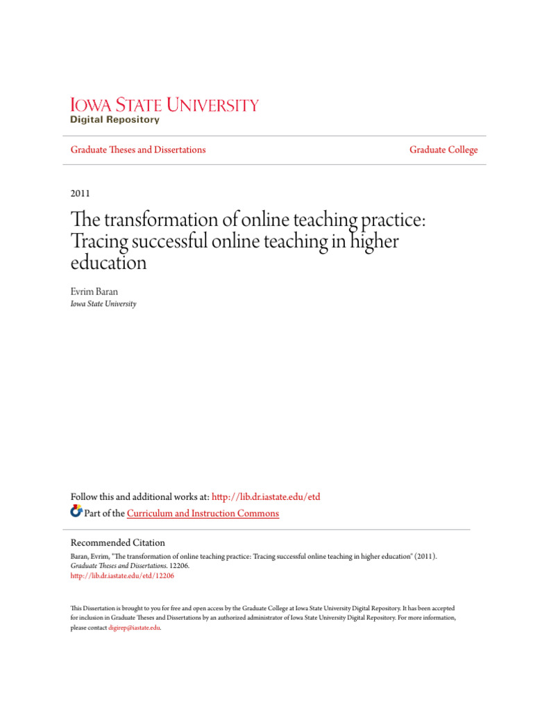 The Transformation of Online Teaching Practice - Tracing Successful ...