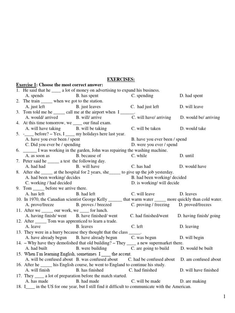 BTTN Thì T NG H P | PDF