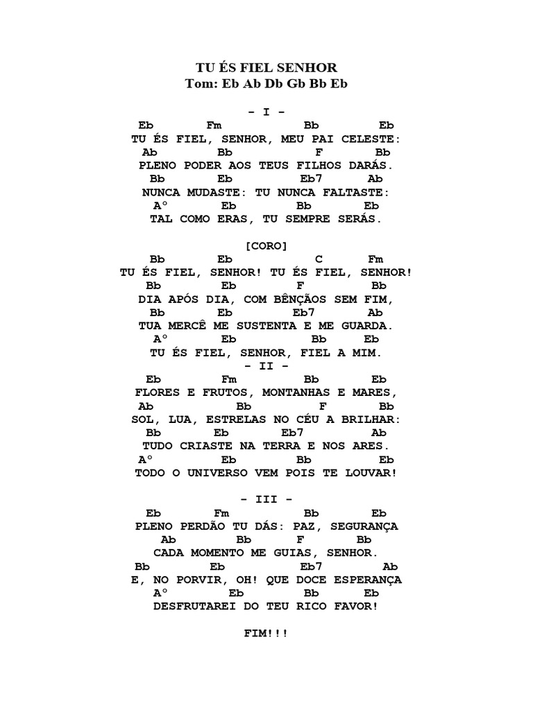 TU ÉS FIEL SENHOR Letra Com Cifra | PDF
