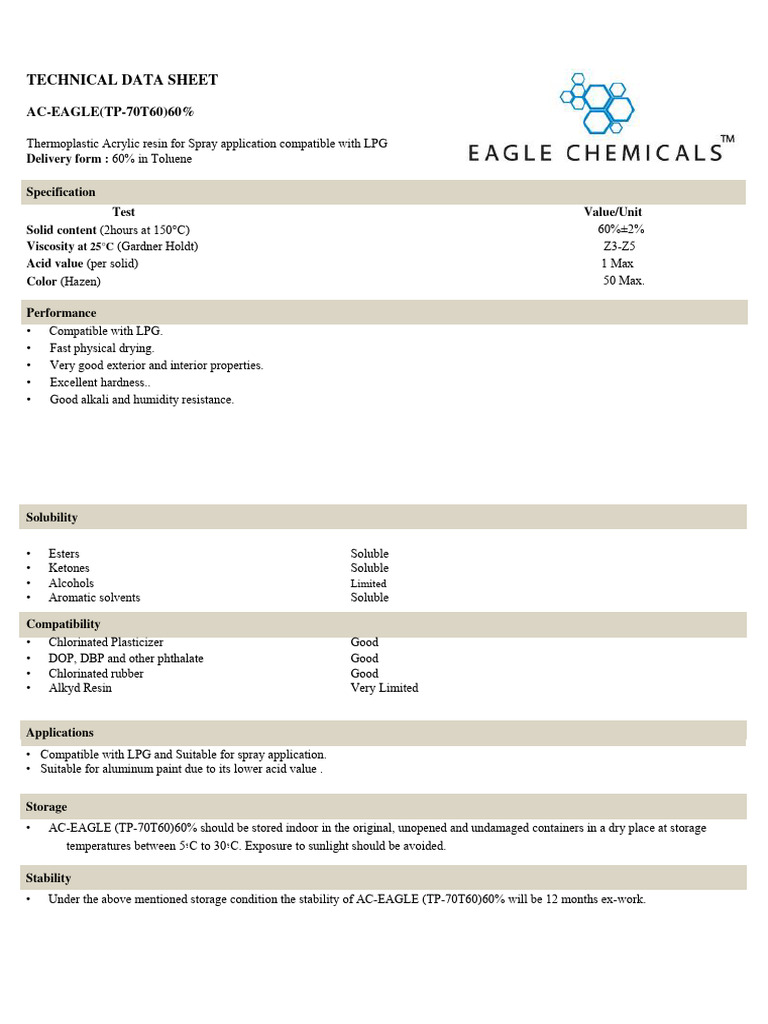 Safety Data for AC-EAGLE Resin | PDF