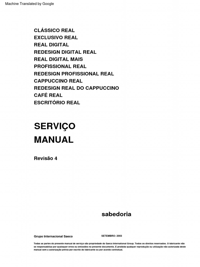 SAECO ROYAL Service Manual | PDF | Bomba | Motores SAECO ROYAL Service Manual | PDF | Bomba | Motores