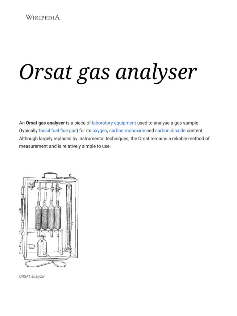 8 (A) Orsat Gas Analyser - Wikipedia | PDF | Chemistry | Chemical ...