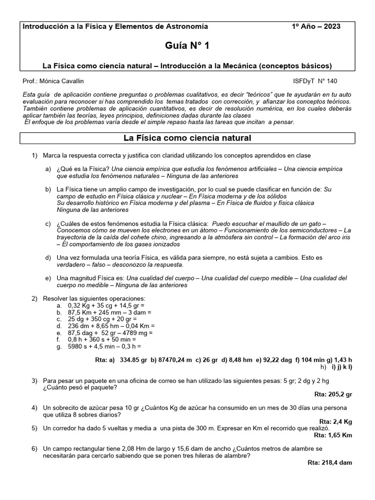 Guia N1 - Unidad N 1 y 2-Conceptos Basicos | PDF | Física | Science