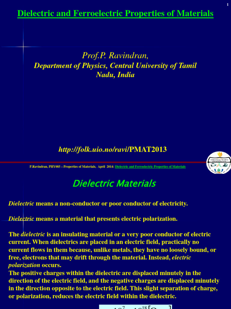 8.dielectric and Ferroelectric of Materials | PDF | Dielectric | Ferroelectricity