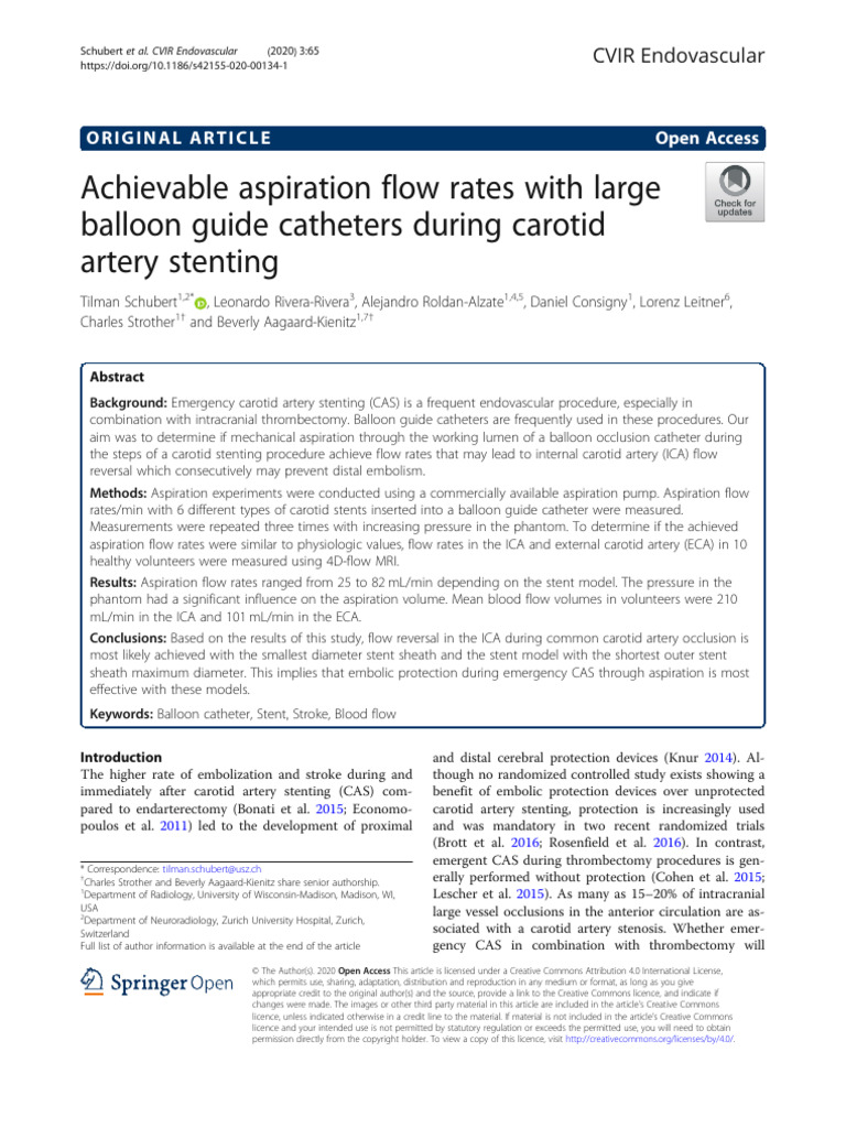 2020 Achievable Aspiration Flow Rates With Large Balloon Guide ...