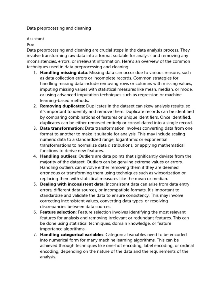 Data Preprocessing and Cleaning | PDF | Outlier | Statistics