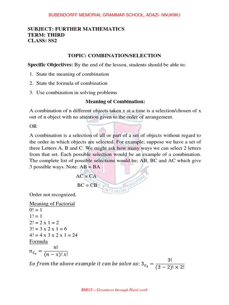Further Mathematics Ss2 | PDF | Mathematics