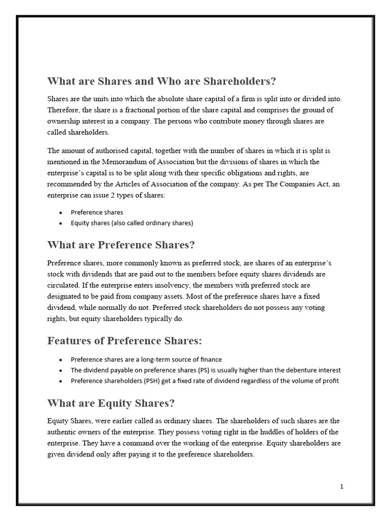 scribd upload 4 Nature and classes of shares | Download Free PDF ...