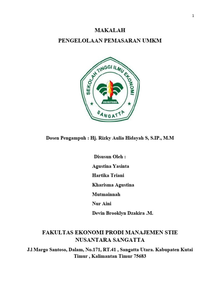 Pengelolaan Pemasaran UMKM | PDF | Bisnis