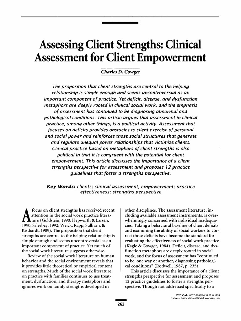 Client Strengths in Clinical Assessment | PDF | Empowerment | Social Work