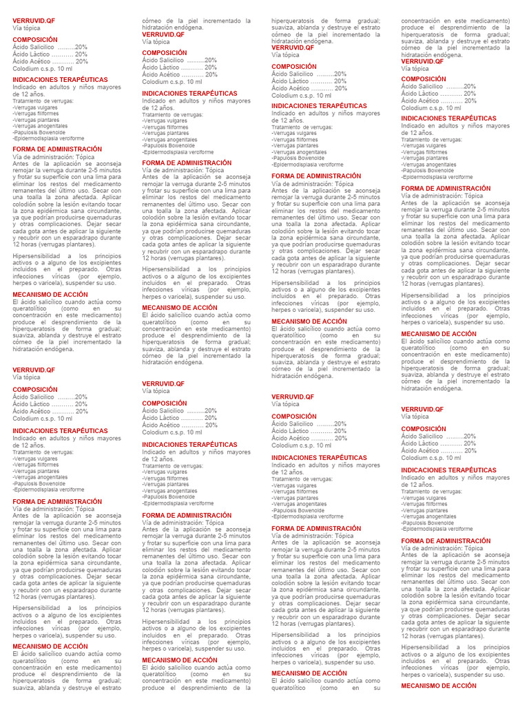Colodium Verrugas Inserto | PDF | Efecto adverso | Medicamentos con receta