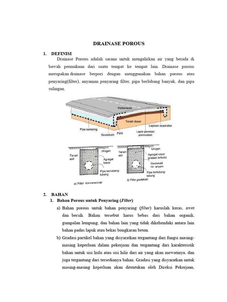 Definisi dan Pemasangan Drainase Porous | PDF