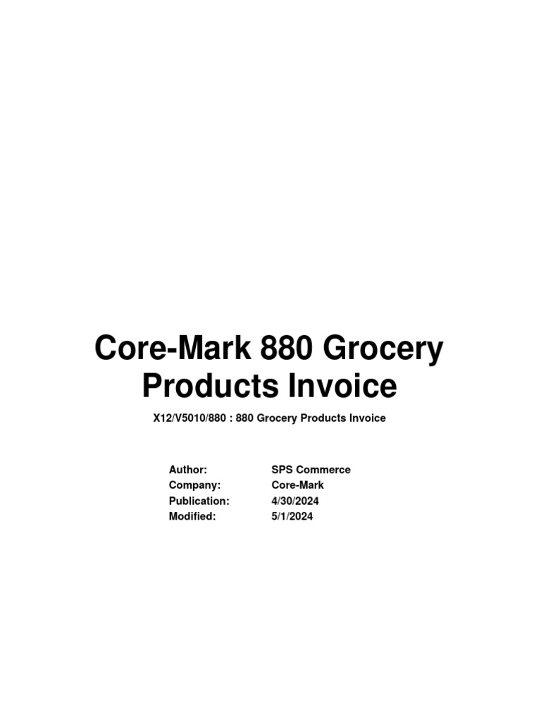 Core-Mark 880 Grocery Invoice v5010 | Download Free PDF | Invoice ...