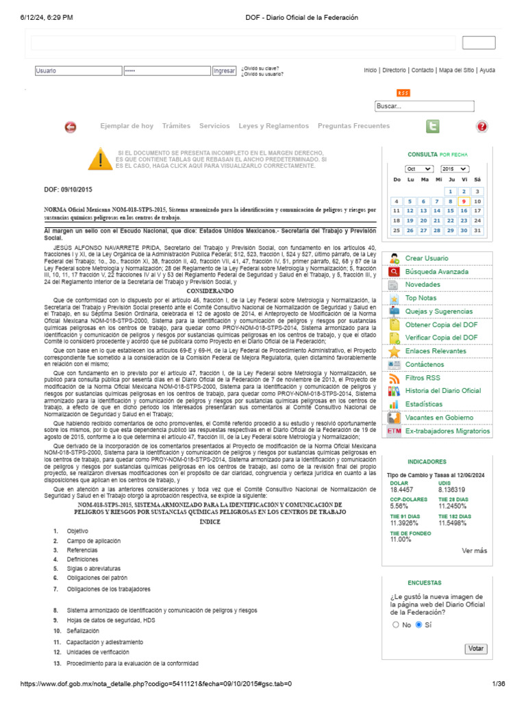 NOM-018-STPS-2015 | Descargar gratis PDF | Mezcla | Química