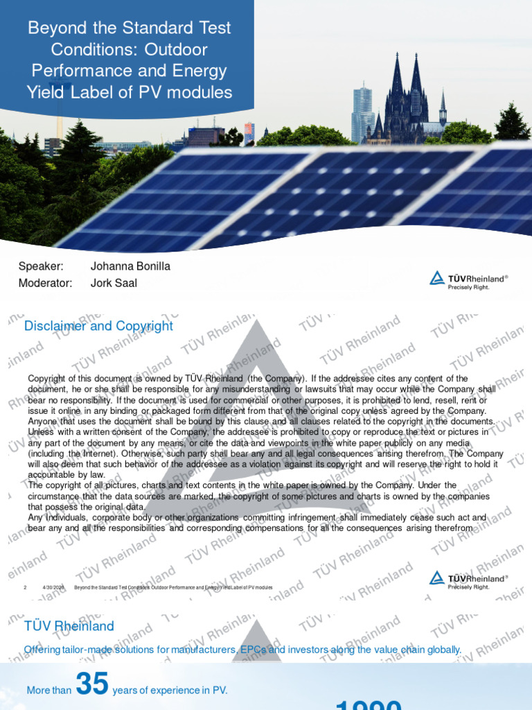 Beyond the Standard Test Conditions Outdoor Performance and Energy ...