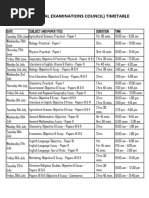 CXC 15 sub 2025 timetable | PDF