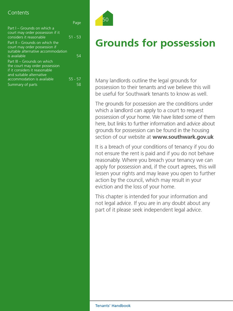 Chapter 4 GROUNDS - FOR - POSSESSION | PDF | Leasehold Estate | Landlord