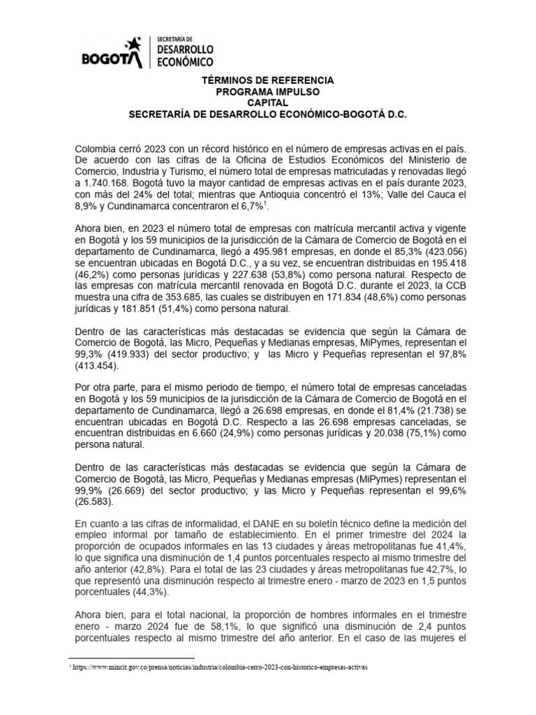 TDR Impulso Capital | PDF | Iniciativa empresarial | Economias